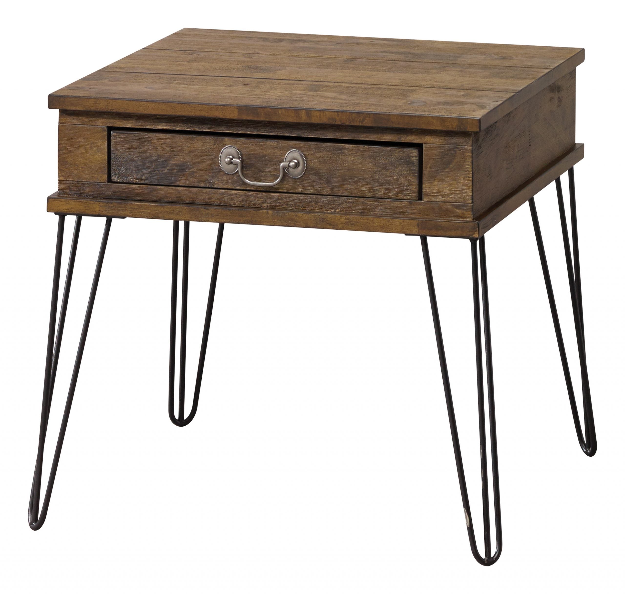 Rustic Oak Square End Table With Drawer – GP Home Furniture